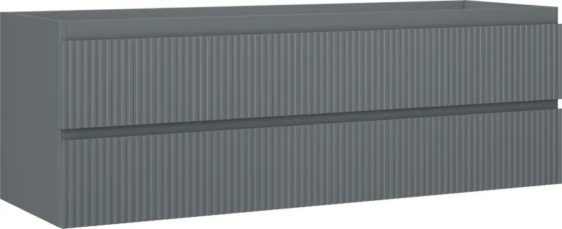 Mexen Rivel, koupelnová skříňka pod umyvadlo 140 cm, 2 zásuvky, drážkovaná, grafitová matná, 91A20-14047-2-BFF66
