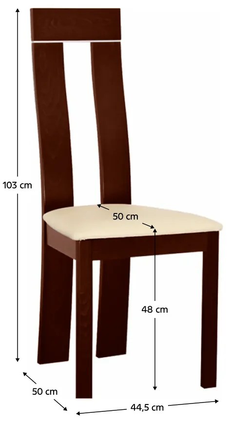 Jídelní židle DESI masiv buk, barva ořech, ekokůže béžová