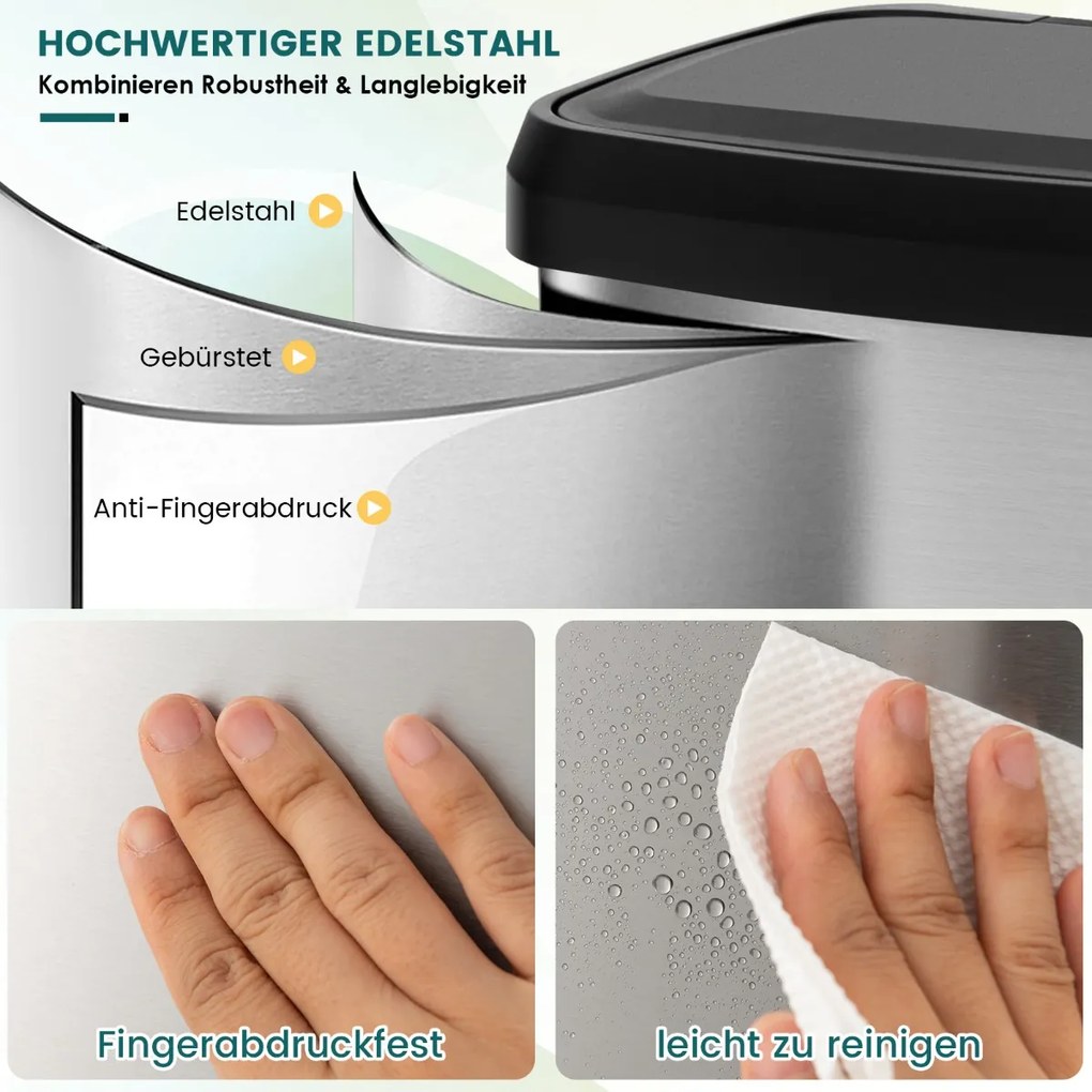 Costway Kuchyňský odpadkový koš 68 l s měkkým zavíracím víkem a deodorizační