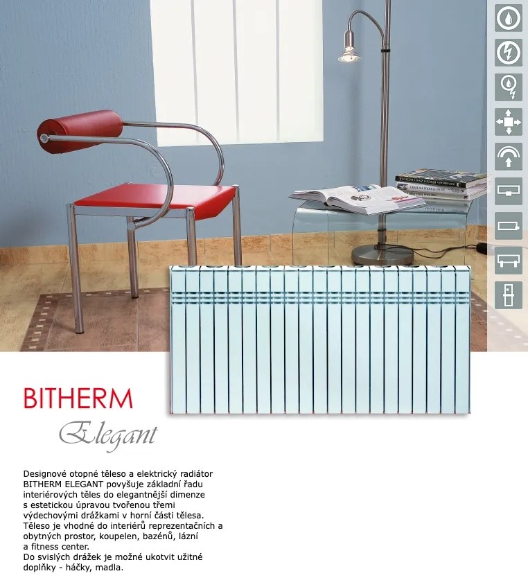 ELVL Bitherm elektrický radiátor Elegant 575x500 mm elektrické provedení ELVL1514