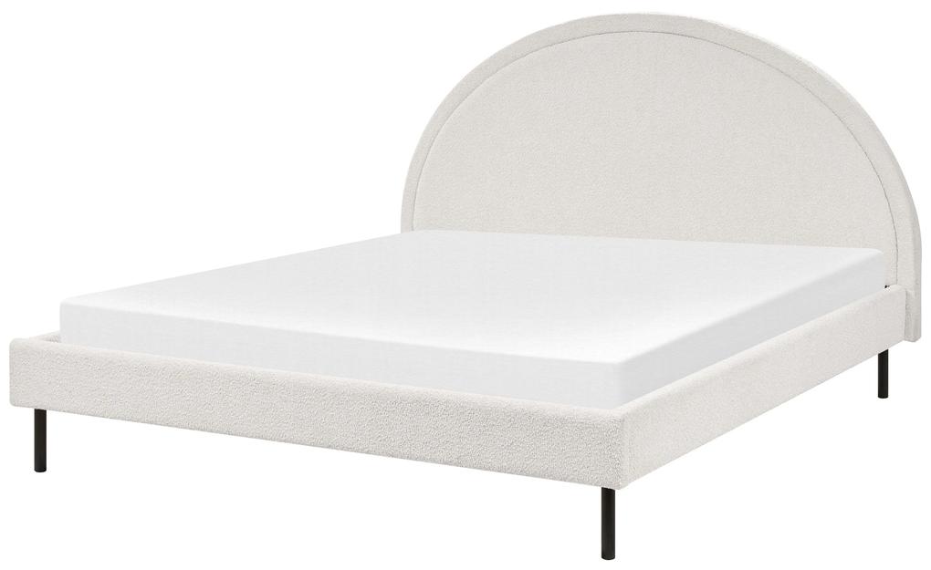 Čalouněná buklé postel 160 x 200 cm bílá MARGUT Beliani