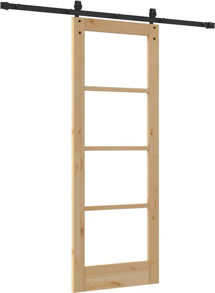 Posuvné dveře 73,5 x 198,5 cm Masivní borové dřevo a sklo 3332323