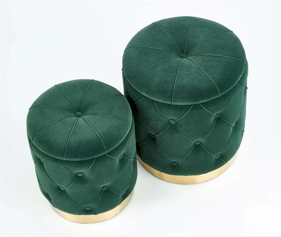 Taburet Polly, zelená / zlatá