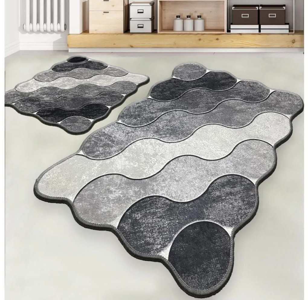 Asir SADA 2x Koupelnová předložka CIRCLE 60/100 cm šedá 359CHL2567