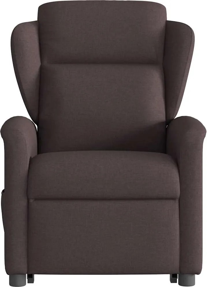 Zvedací polohovací křeslo tmavě hnědé textil 3303139