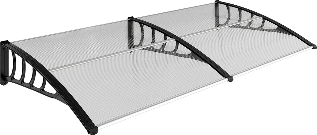Zastřešení Outsunny 200x96x27 cm pro vnější dveře a okna na ochranu proti slunci a dešti s průhlednou podporou z polykarbonátu