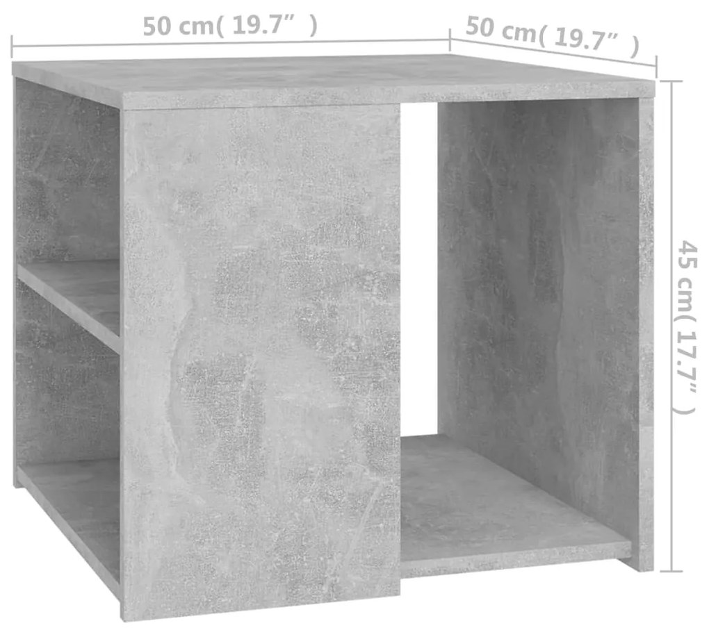 Odkládací stolek betonově šedý 50 x 50 x 45 cm dřevotříska - Default Title