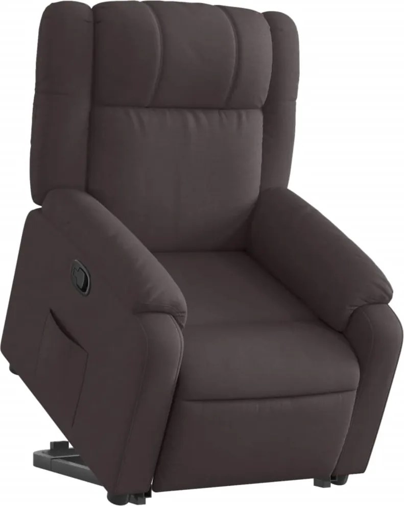 Zvedací polohovací křeslo tmavě hnědé textil 3205207