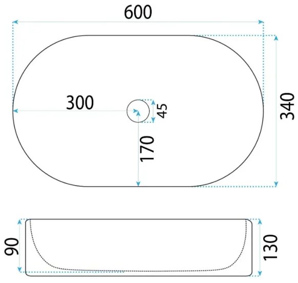 REA-U6526 - Umyvadlo na desku VANDA 34x60 cm keramika/lesklá bílá
