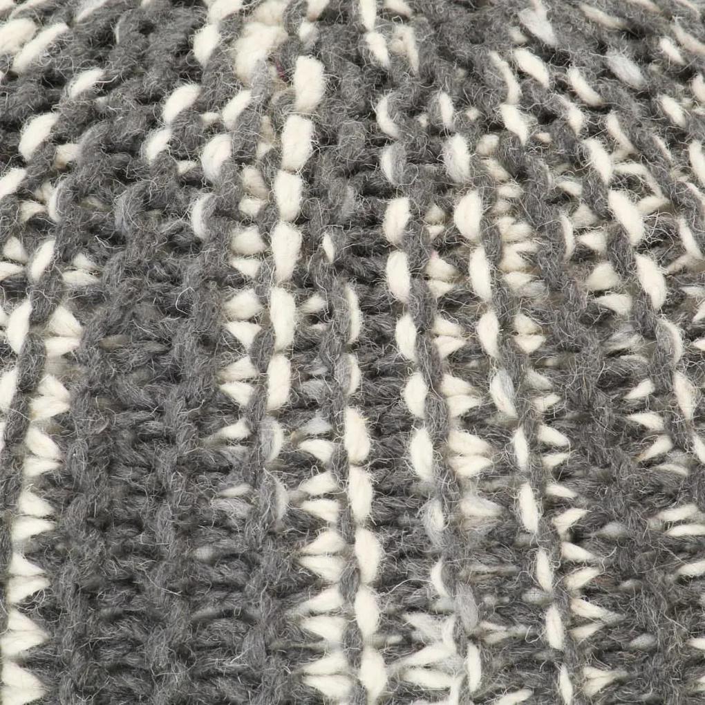 287605 vidaXL Ručně pletený sedací puf tmavě šedo-bílý 50 x 35 cm vlna