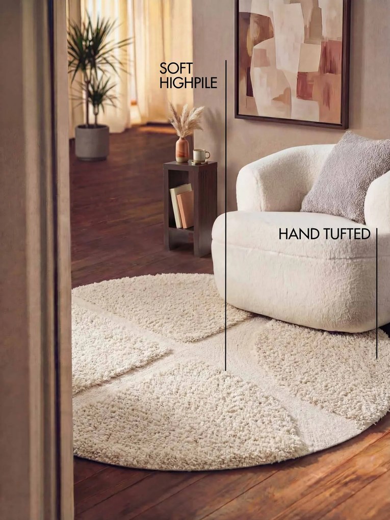 Ted Baker, Kusový koberec Ted Baker Lambeth 106371 Cream kruh, 200x200, bílá, dětský pokoj