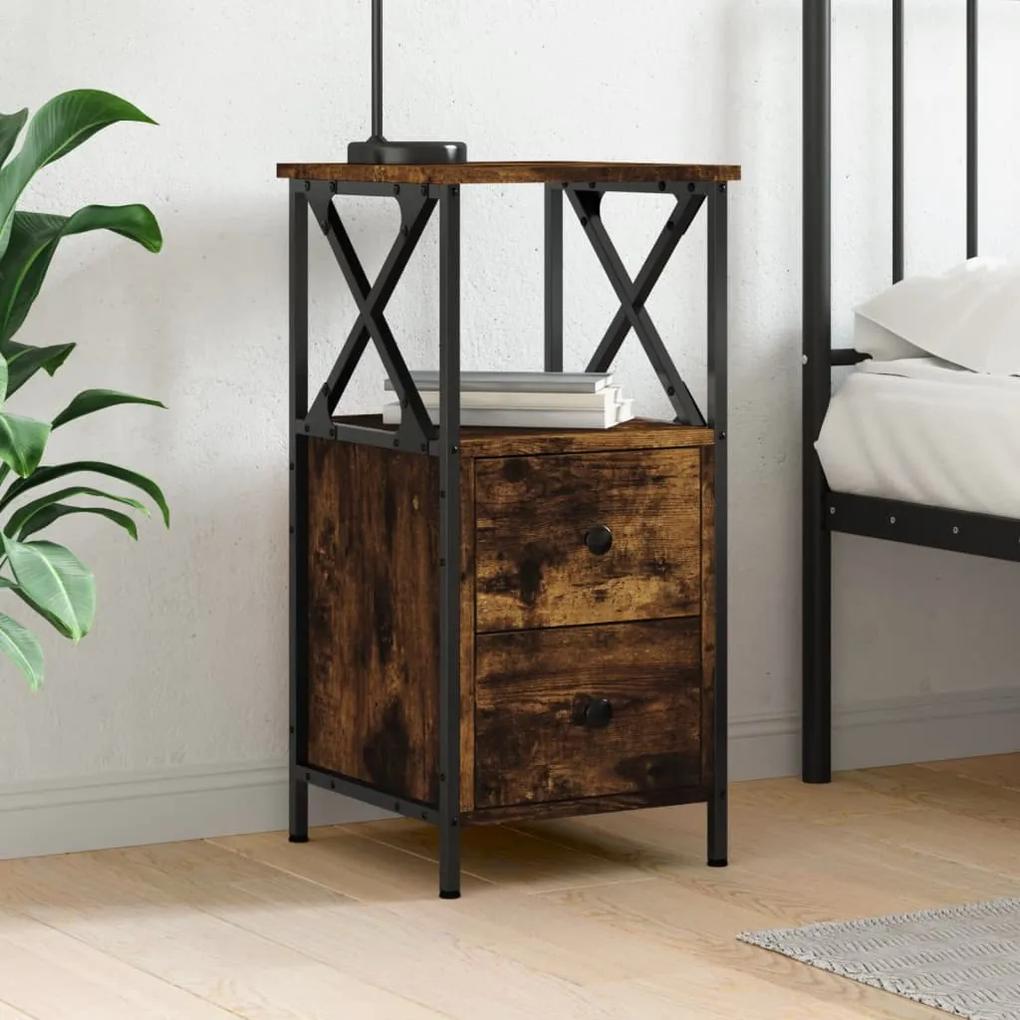 Noční stolek kouřový dub 34 x 35,5 x 70 cm kompozitní dřevo - Default Title
