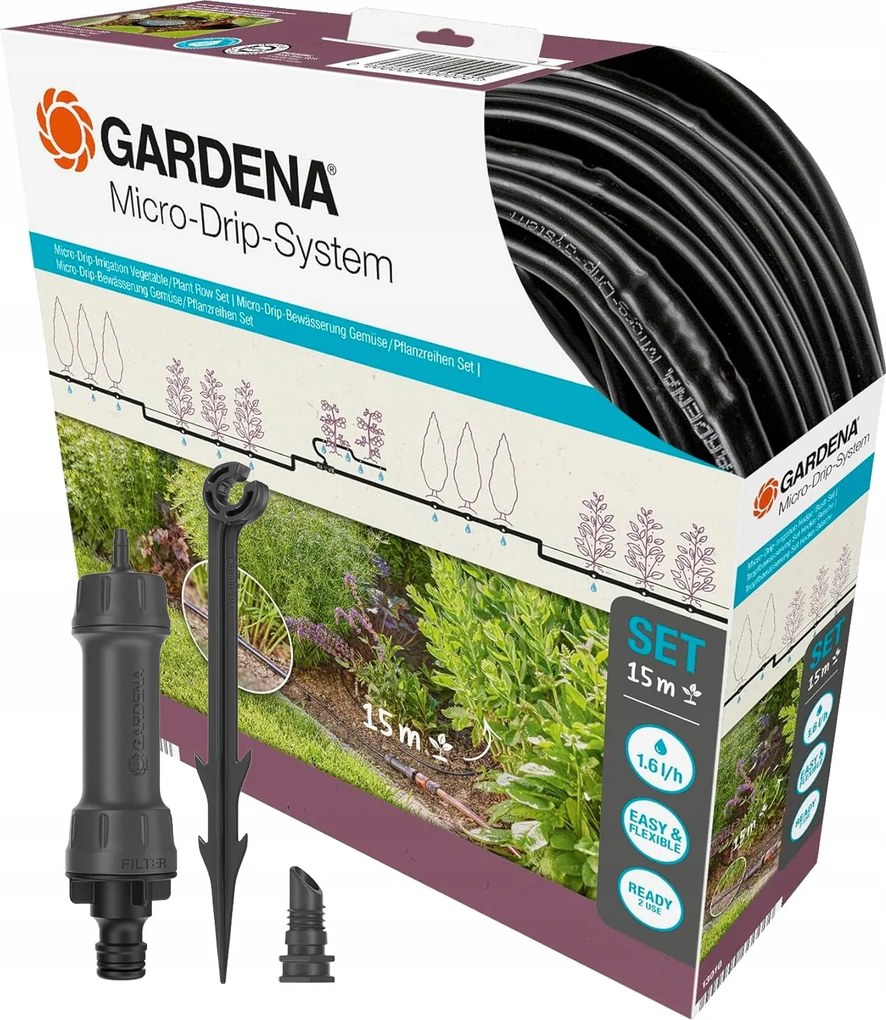 Startovací Sada Gardena Micro-drip-system Kapková Závlaha Zavlažování 15 M