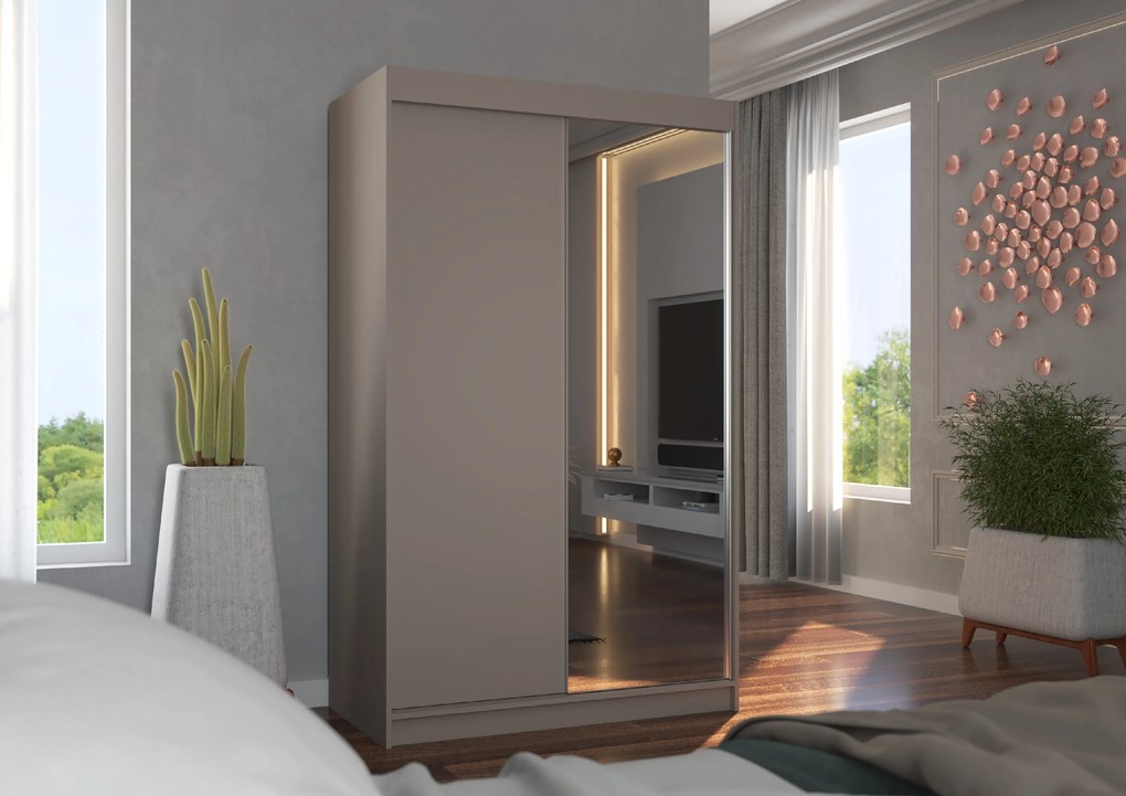 ADRK Furniture Posuvná skříň se zrcadlem REWENA 120 SW-REW-K-120