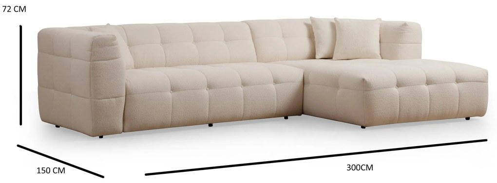 Atelier del Sofa Rohová sedací souprava Cady 3 Seater Right - Beige, Béžová