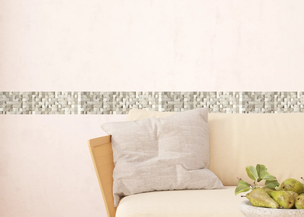 Samolepící bordura na zeď 3D Dřevěné Kostky | 5 m x 13.8 cm | DWB8234
