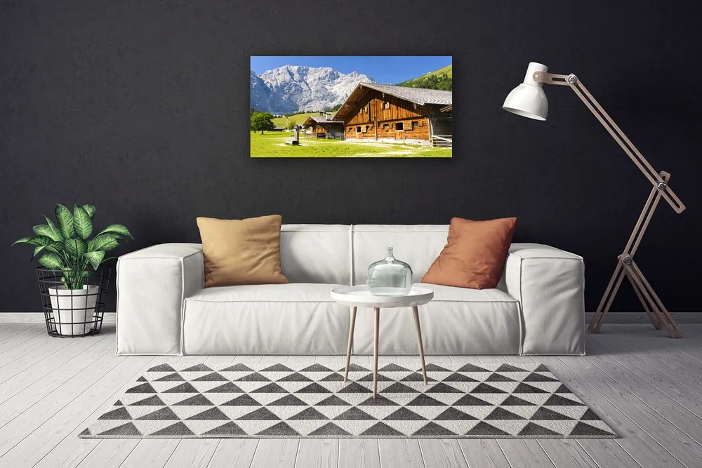 Obraz na plátně Dům Hora Krajina 125x50 cm