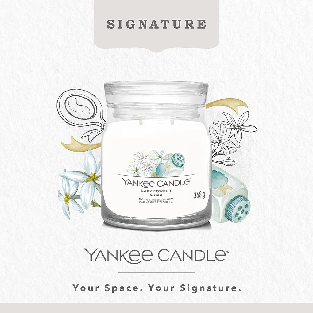 Yankee Candle vonná svíčka Signature ve skle střední Baby Powder 368g