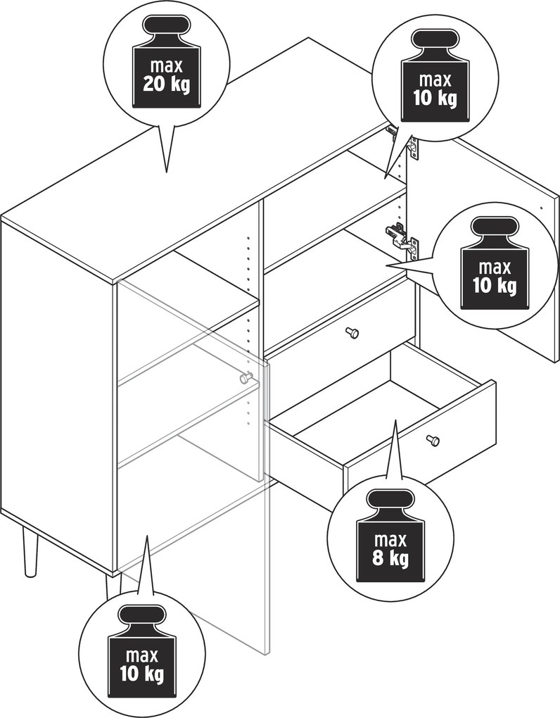 Tchibo - Vysoká skříňka Bekeson - barva: černá