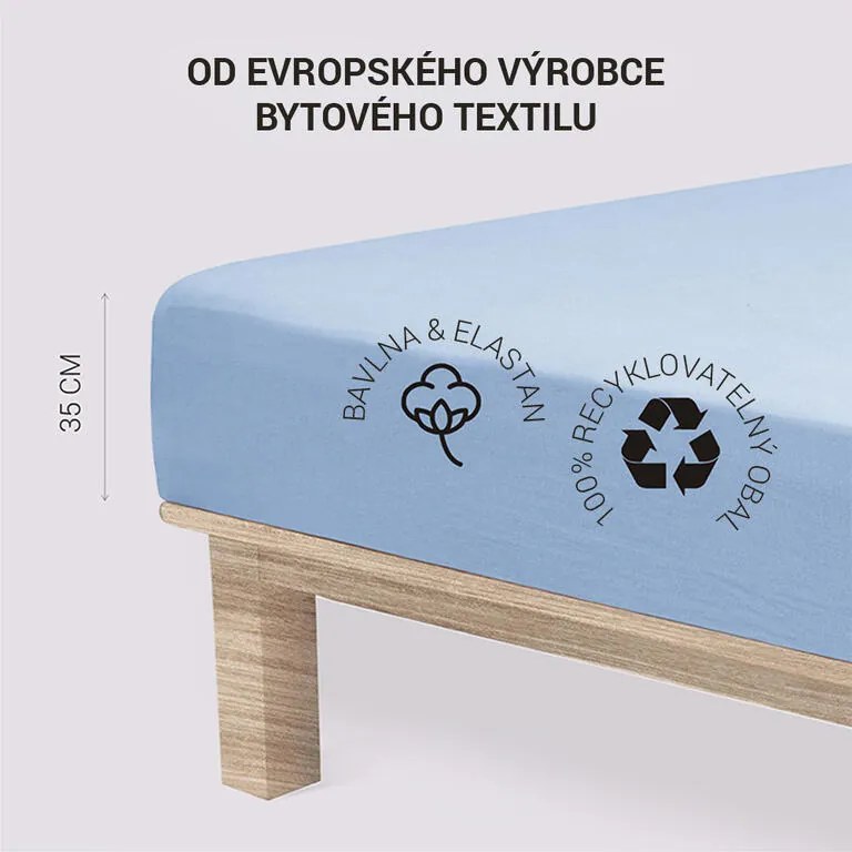 Napínací prostěradlo jersey s elastanem modré sada 2 ks 90 x 200 cm