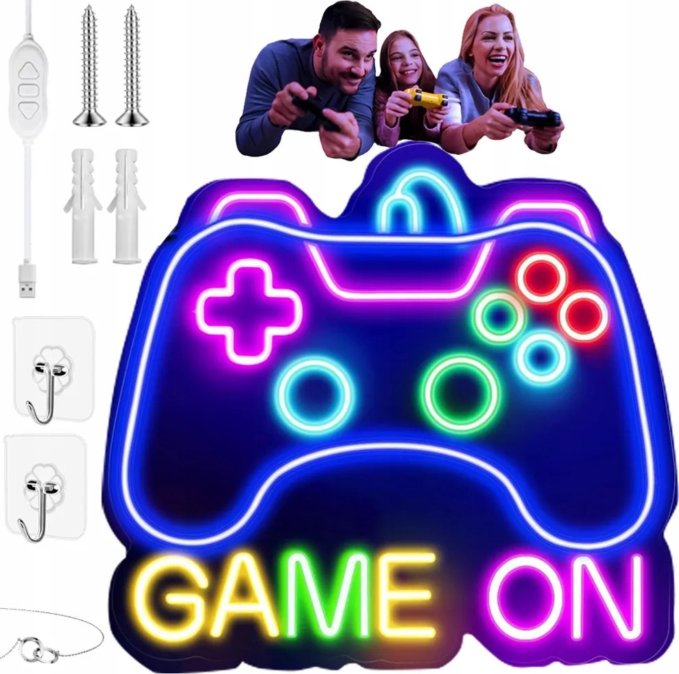 Neonová Led Lampa Na Zeď Usb Noční Pad Gamepad Dekorace