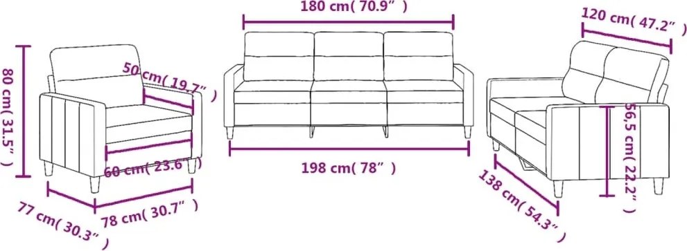 vidaXL 3dílná sedací souprava s poduškami textil [3201541] Barva: Černá