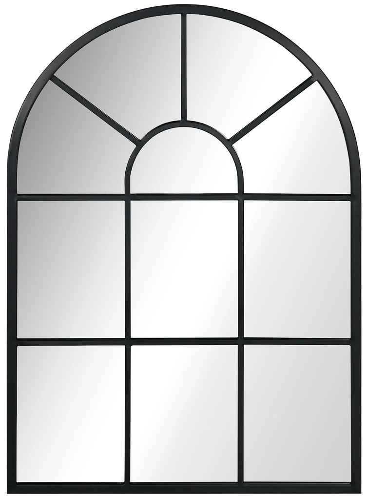 HOMCOM nástěnné zrcadlo okenní zrcadlo 70 x 50 cm dekorativní s kovovým rámem, závěsné zrcadlo do obývacího pokoje ložnice v černé barvě | Aosom.de