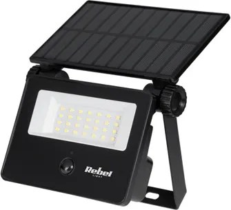 Solární reflektor REBEL URZ3625, 800lm, IP54, 6500K, 3,7 V, 1500 mAh, 6W, černá