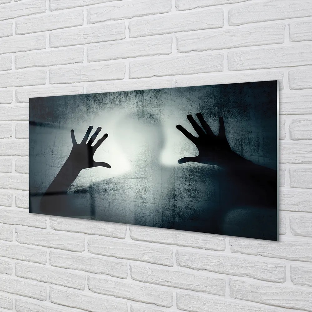 akrylový obraz Stín ruce a formy hlavy 140x70 cm