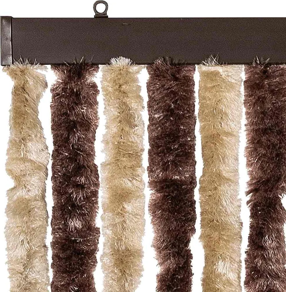 Závěs proti hmyzu béžový a světle hnědý 100 x 220 cm Chenille 240572