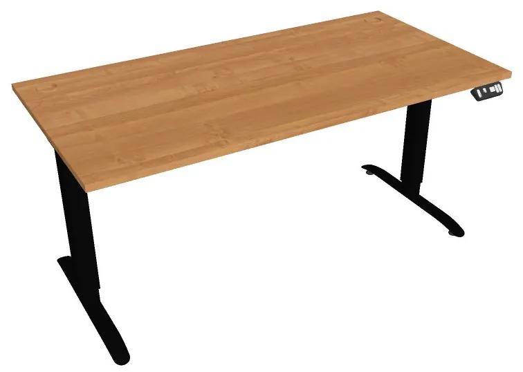 Elektr. nastavitelný stůl 160x80 s pamětí - HOBIS MOTION MS 2M 1600 Dekor stolové desky: olše, Barva kovové podnože: černá