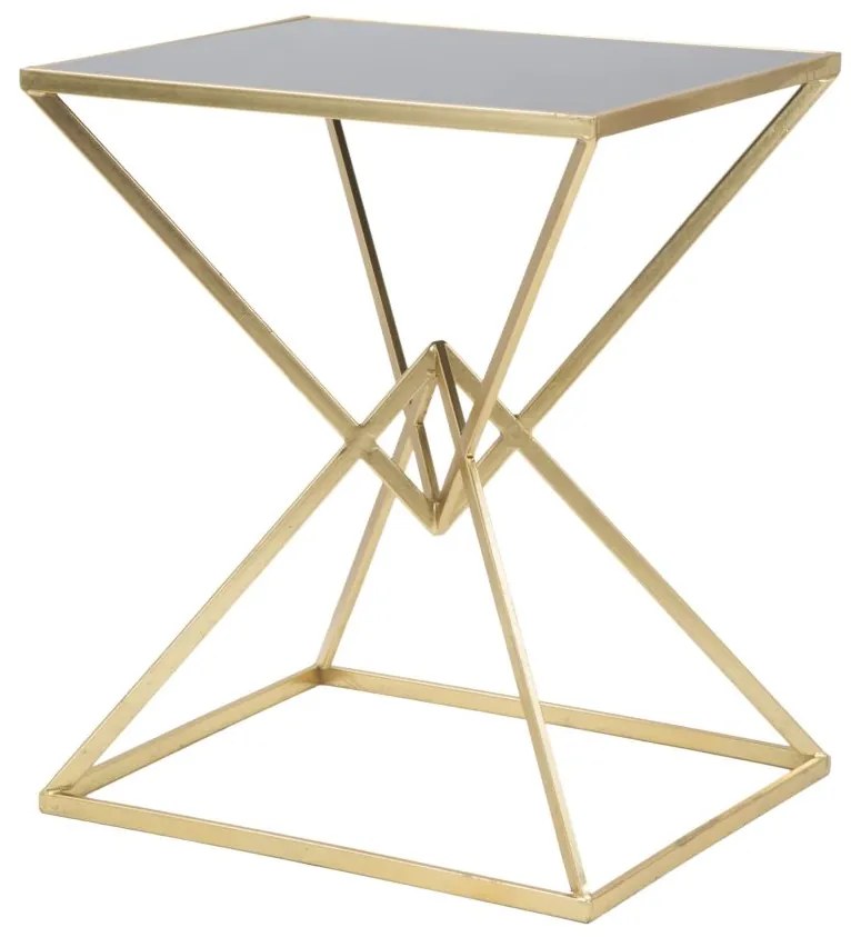 Konferenční stolek Mauro Ferretti Pyrmo Small 57x46x68 cm, zlatá/černá