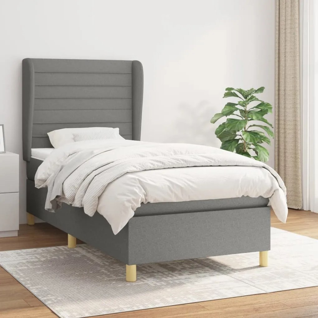 Box spring postel s matrací tmavě šedá 90x190 cm textil 3128566