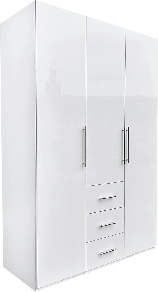 XXXLutz ŠATNÍ SKŘÍŇ, bílá, vysoce lesklá bílá, 147/219/59 cm P & B - Šatní skříně - 000885000403