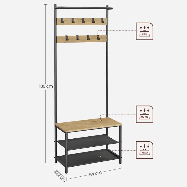 Věšákový stojan s botníkem HSR411B88 dub artisan