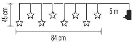 LED vánoční závěs EMOS DCGW02 ZY2264 hvězdy 80cm teplá bílá s časovačem