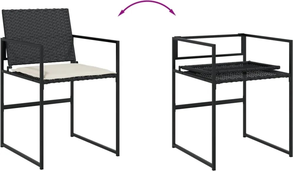9dílný zahradní jídelní set s poduškami černý polyratan 3295063