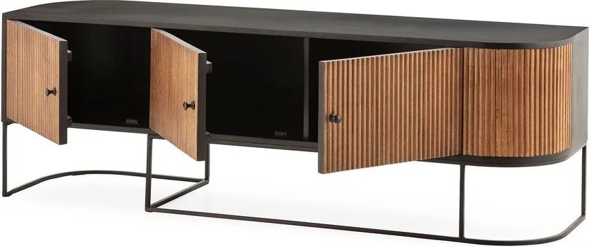 TV stolek z mangového dřeva v přírodní barvě 160x55x40 cm Curve – MOME