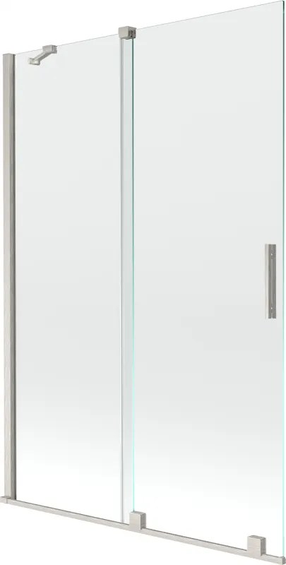 Mexen Velar, 2-křídlová posuvná vanová zástěna 120 x 150 cm, 8mm čiré sklo, broušená ocel, 896-120-000-01-97