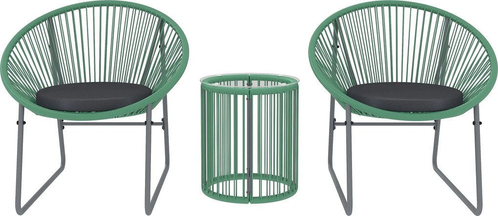 Outsunny Sada Zahradního Nábytku z Poly Rattanu, Zahradní Nábytek na Balkon pro 2 Osoby, 3-dílná Bistro Sada se 2 Židlemi, Bočním Stolkem, Polstry na