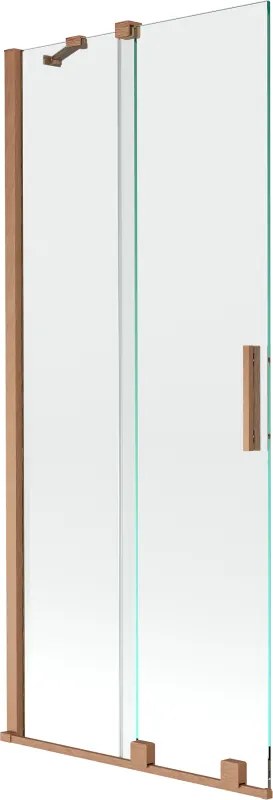 Mexen Velar, 2-křídlová posuvná vanová zástěna 85 x 150 cm, 8mm čiré sklo, měděná matná, 896-085-000-01-65