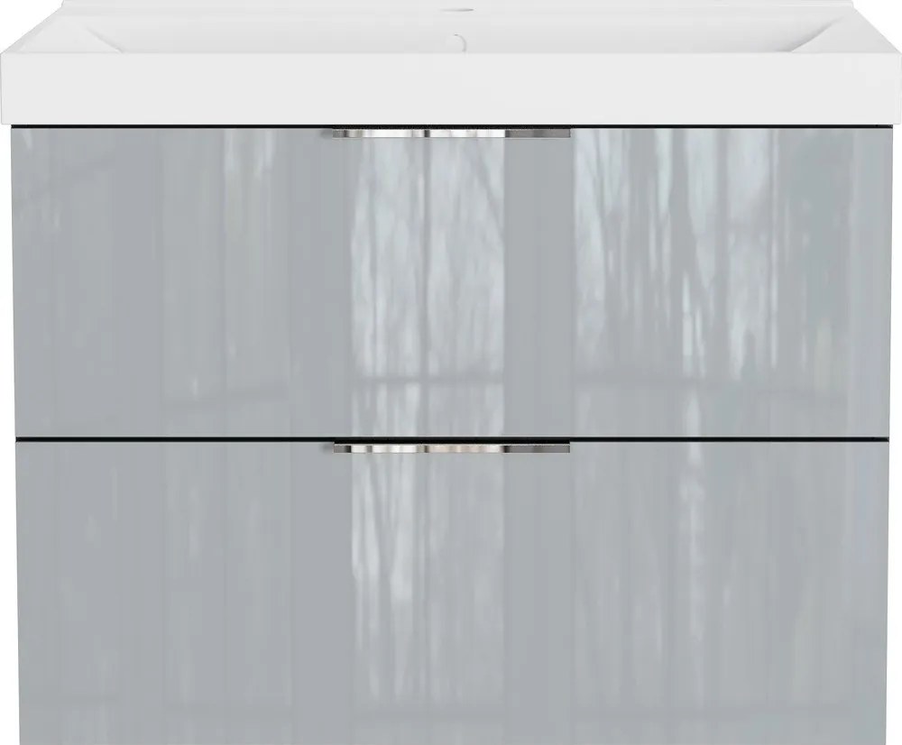 Šedá lesklá závěsná skříňka pod umyvadlo 81x65 cm Celano – Germania