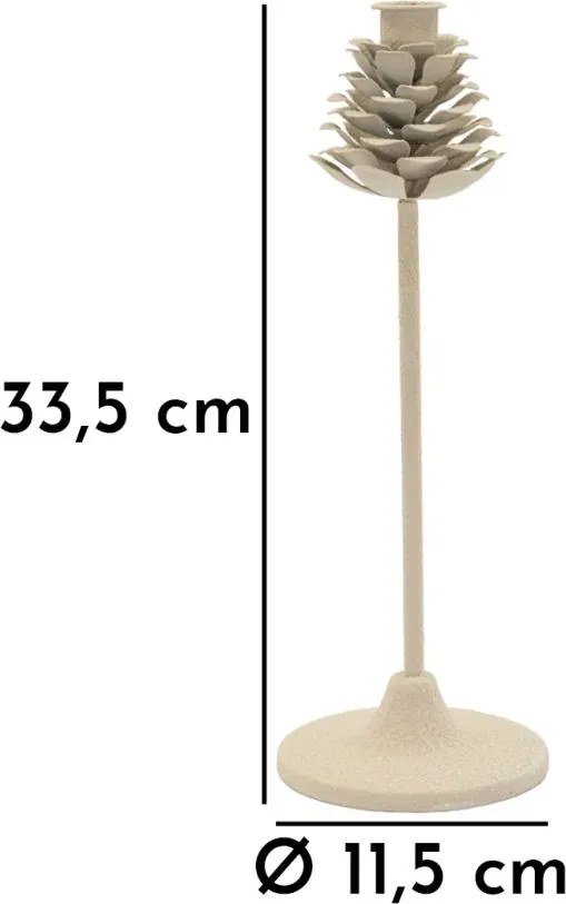 Kovový svícen Pigna 33 cm krémový