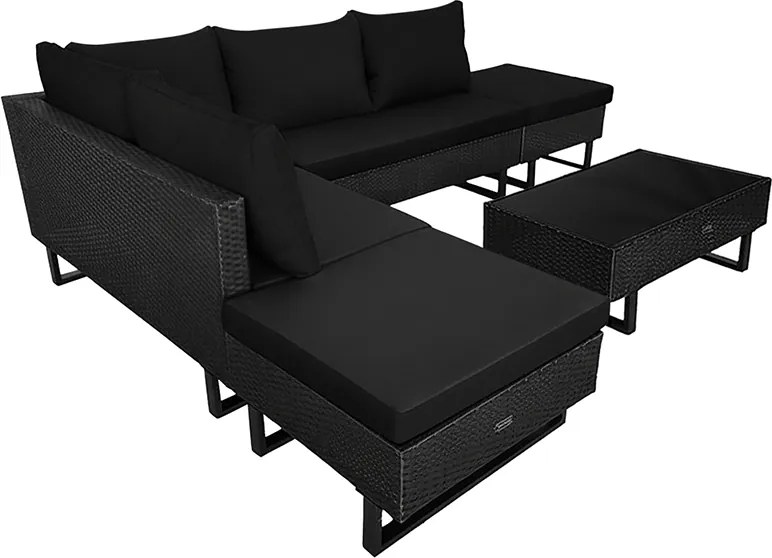 Velaco Ratanový zahradní nábytek Lime, 5 osob, černý