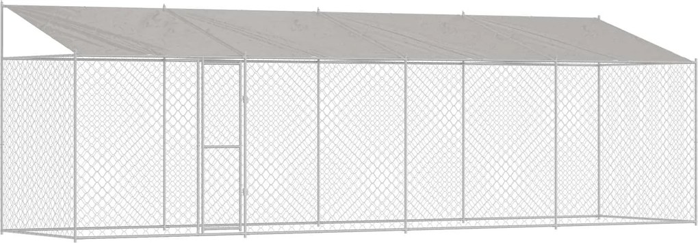 Psí klec s střechou Stříbrná 800 x 200 x 256 cm Ocel a PE 3368303