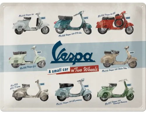 Postershop Plechová cedule: Vespa (A Small Car on Two Wheels) - 40x30 cm