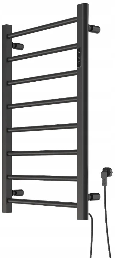 Erga Pago, elektrické topné těleso 500x800 mm s digitálním termostatem na postavení nebo na zeď, 200W, černá matná, ERG-RESA/800/500/BLACK/EL