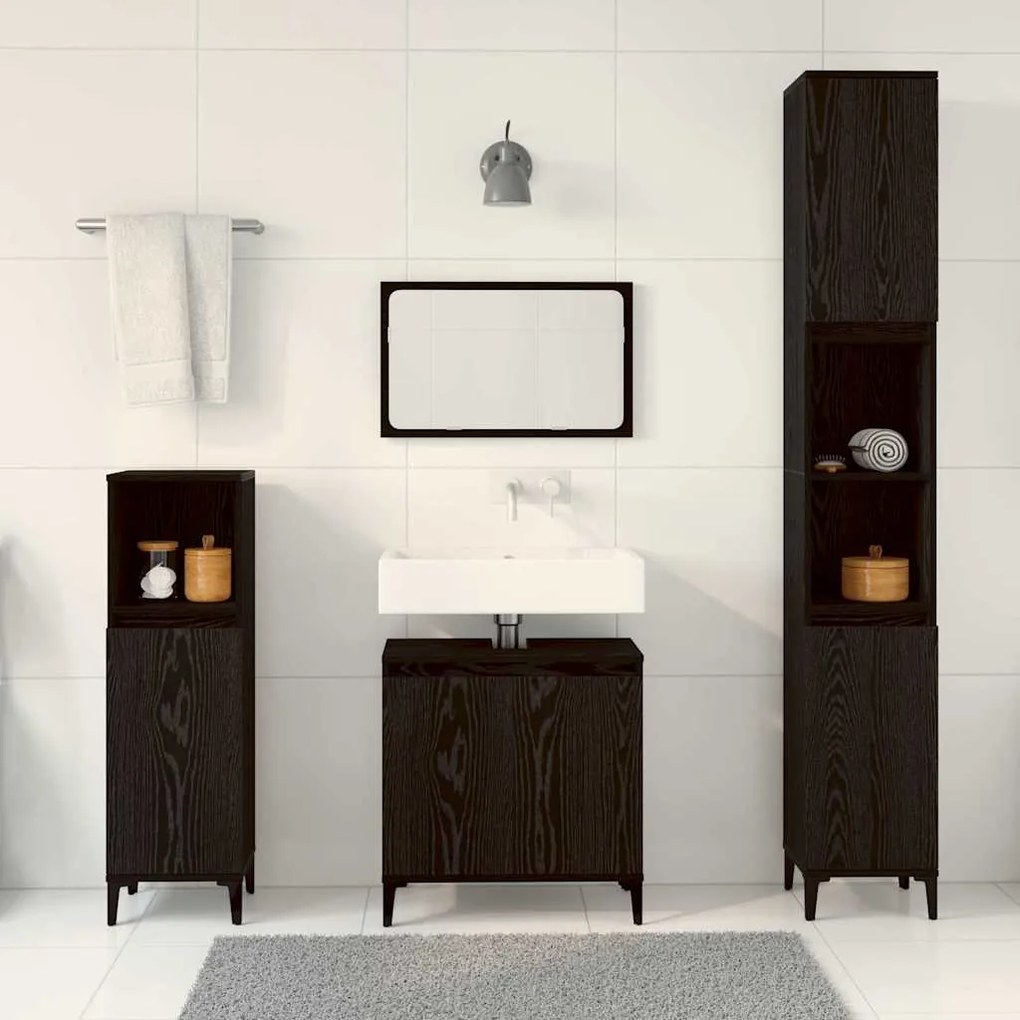 Sada koupelnového nábytku 3 ks Černý dub 30 x 30 x 180 cm 3333089