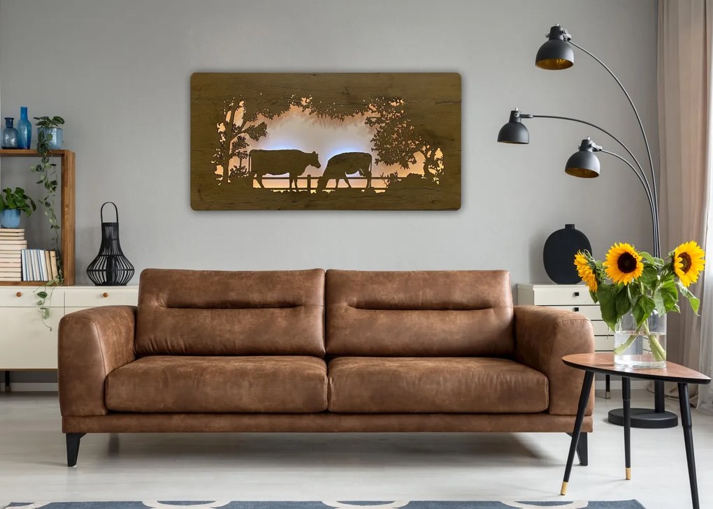 Li-Go "Kravičky" světelný obraz  230V 120x60cm provedení povrchu: dub