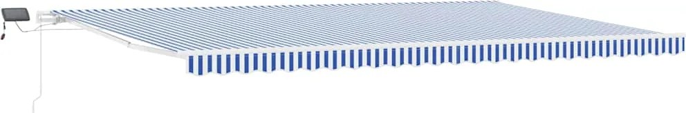 Stahovací markýza Modrá a bílá 600 × 300 cm Polyester a hliník 3081611